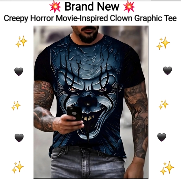 Shirts | Mens Creepy Horror Movieinspired Clown Graphic Tee Sizes M L ...